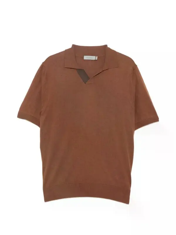 Canali Short-sleeve Open Collar Polo Shirt - Brown