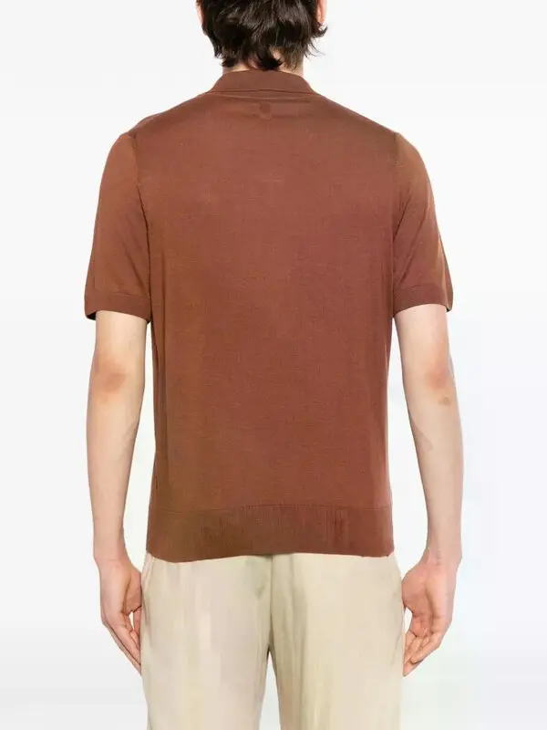 Canali Short-sleeve Open Collar Polo Shirt - Brown