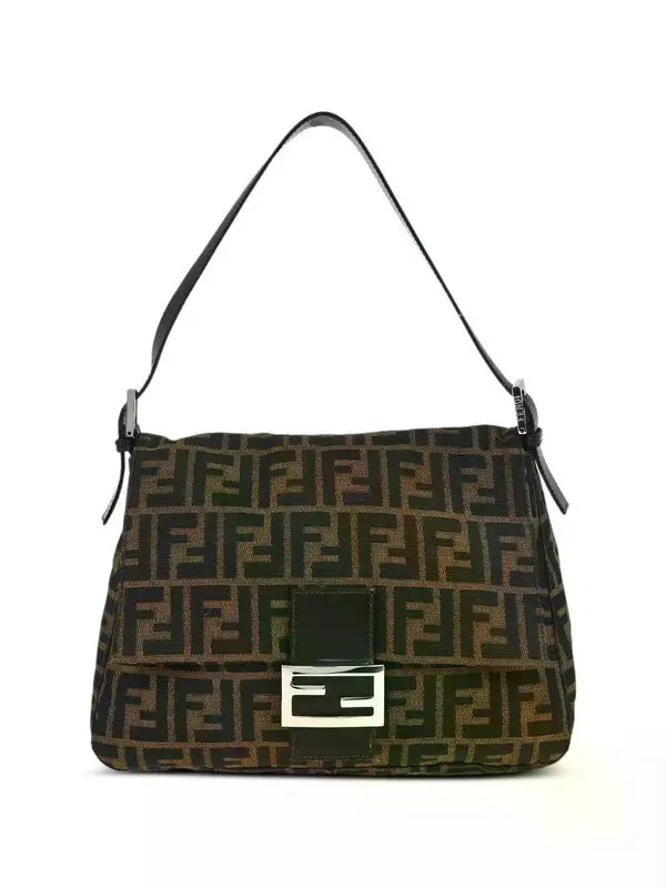 Fendi 2001 Zucca Mamma Baguette Shoulder Bag - Black