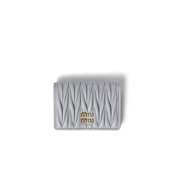Miu Miu Matelassé Nappa Leather Card Holder - Pearl Gray