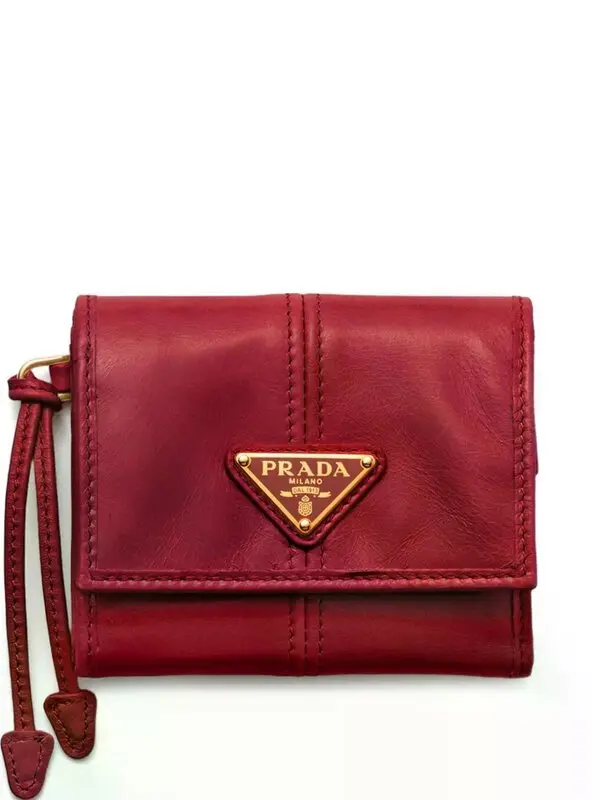 Prada Logo-plaque Leather Wallet - Red