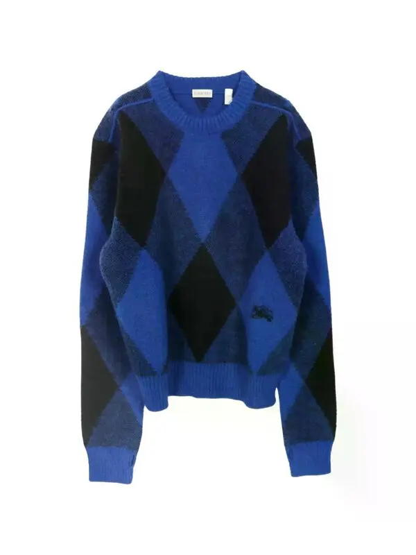 Burberry Argyle-check Crew-neck Sweater - Blue