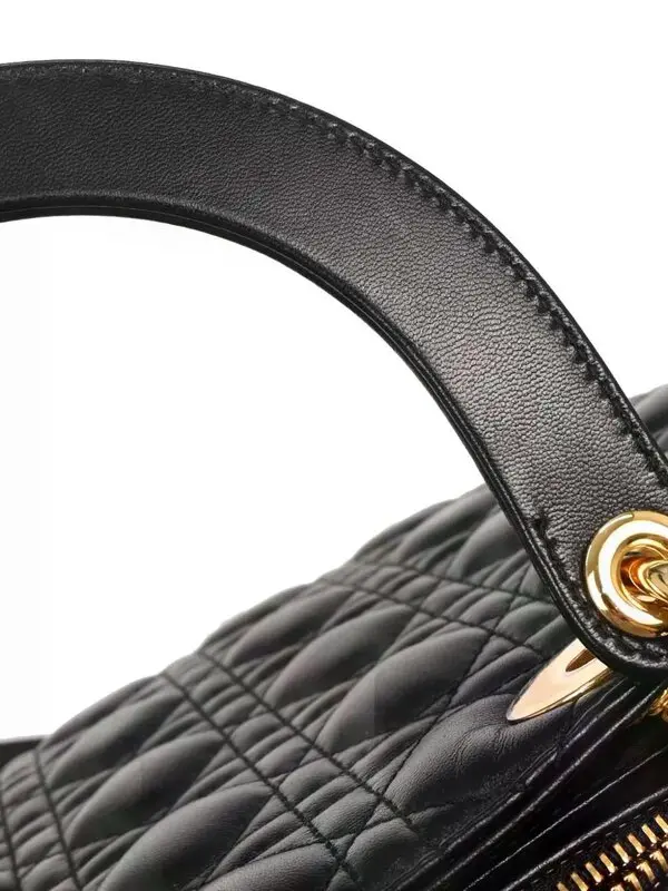 Dior 2013 Large Lady Cannage-leather Tote Bag - Black