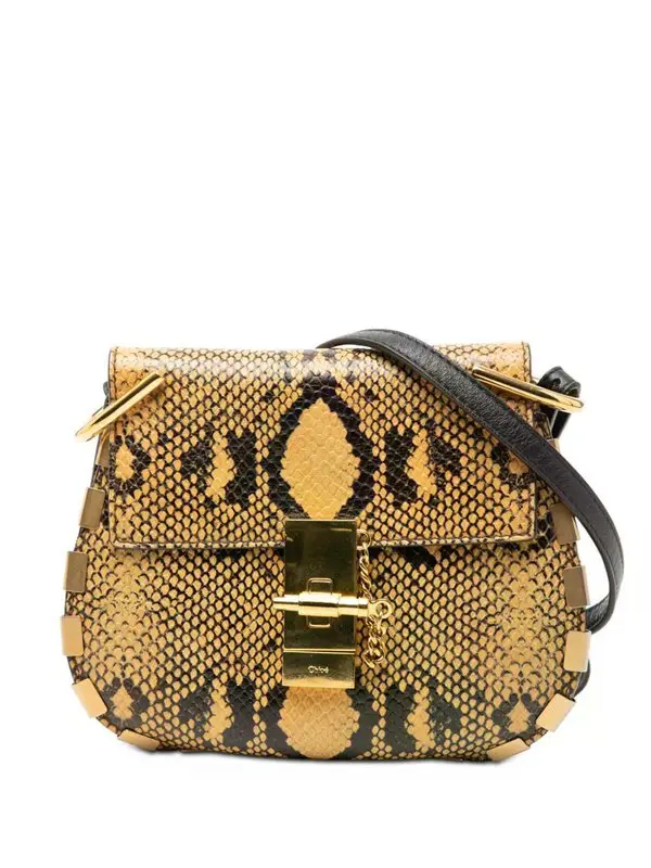 Chloé 2018 Small Python Embossed Leather Drew Crossbody Bag