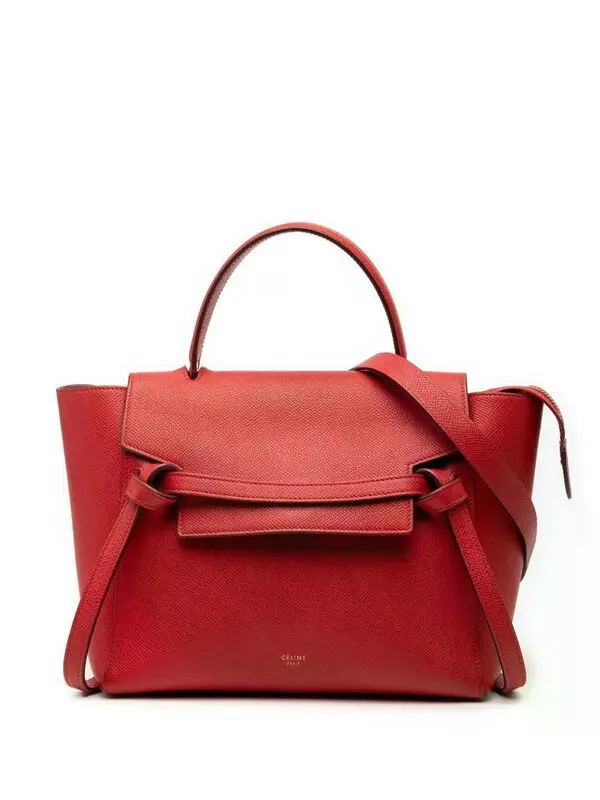 Celine 2016 Micro Grained Calfskin Belt Bag Satchel - Red