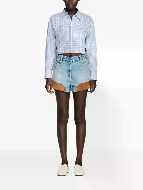 Sandro Riveted Denim And Suede Shorts