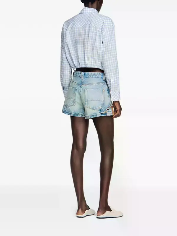 Sandro Riveted Denim And Suede Shorts