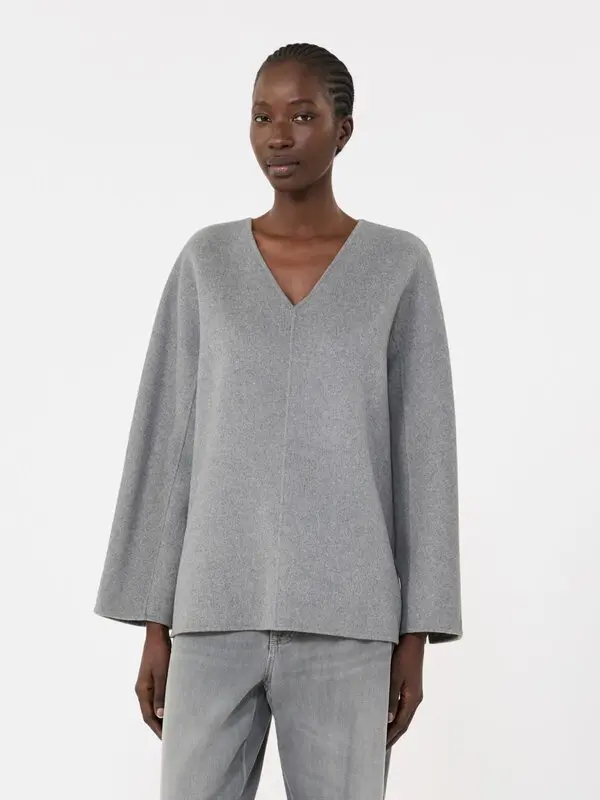 Max Mara Wool Broadcloth Blouse - Medium Grey