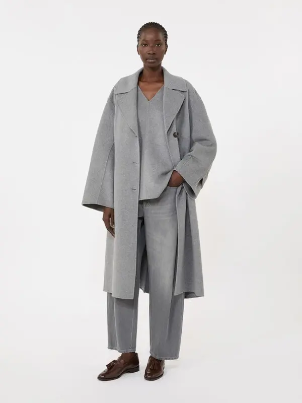 Max Mara Wool Broadcloth Blouse - Medium Grey
