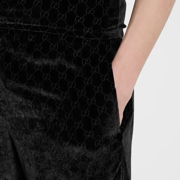 Gucci Gg Velvet Devoré Sportswear Pants - Black