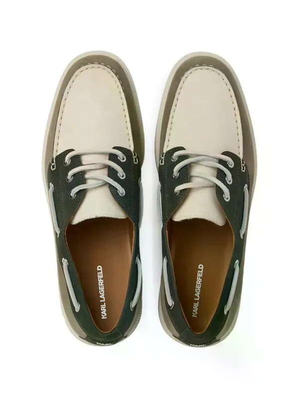 Karl Lagerfeld Kori Tri-colour Leather Boat Shoes - Neutrals