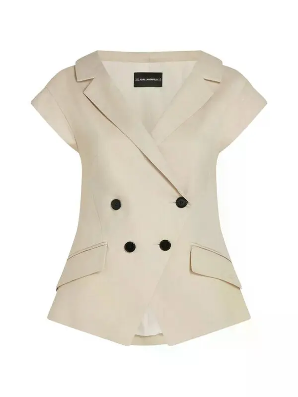 Karl Lagerfeld Short Sleeve Double-breasted Top