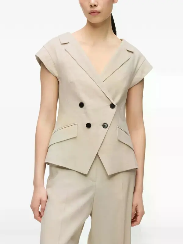 Karl Lagerfeld Short Sleeve Double-breasted Top