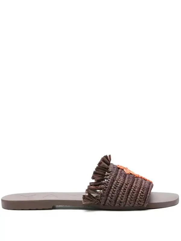 Manebí Fringed Raffia Slides