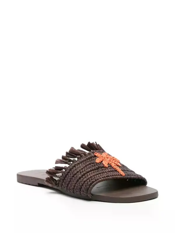 Manebí Fringed Raffia Slides