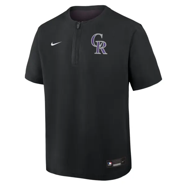 Nike Colorado Rockies Authentic Collection Dri-fit Mlb 1/4-zip Short-sleeve Windshirt - Black