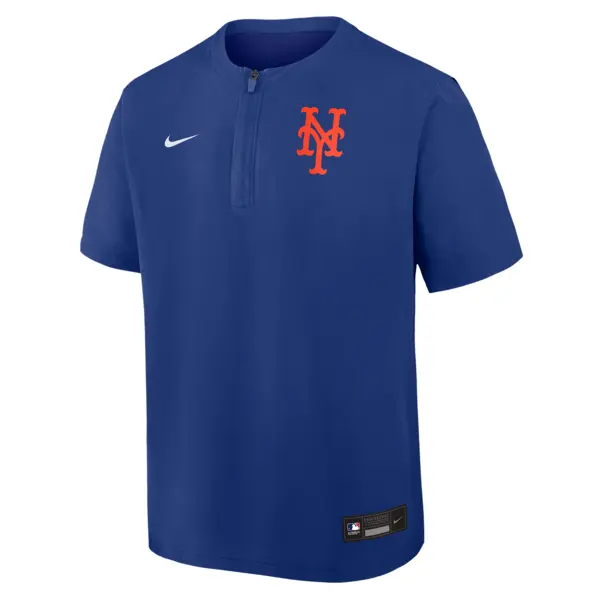 Nike New York Mets Authentic Collection Dri-fit Mlb 1/4-zip Short-sleeve Windshirt - Blue