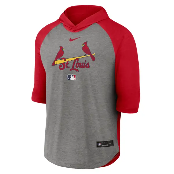 Nike St. Louis Cardinals Authentic Collection Flux Dri-fit Mlb 3/4-sleeve Hooded T-shirt - Red