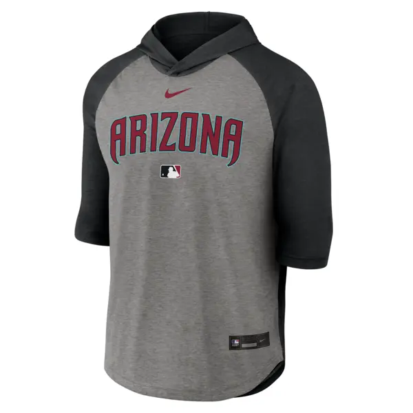 Nike Arizona Diamondbacks Authentic Collection Flux Dri-fit Mlb 3/4-sleeve Hooded T-shirt - Black