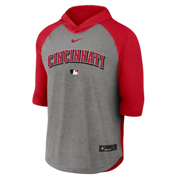 Nike Cincinnati Reds Authentic Collection Flux Dri-fit Mlb 3/4-sleeve Hooded T-shirt - Red