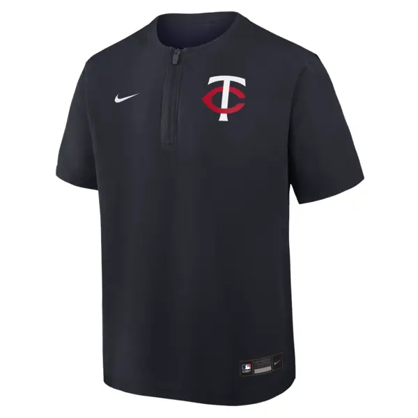 Nike Minnesota Twins Authentic Collection Dri-fit Mlb 1/4-zip Short-sleeve Windshirt - Blue