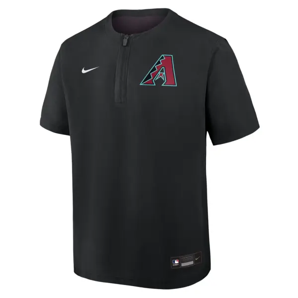 Nike Arizona Diamondbacks Authentic Collection Dri-fit Mlb 1/4-zip Short-sleeve Windbreaker - Black