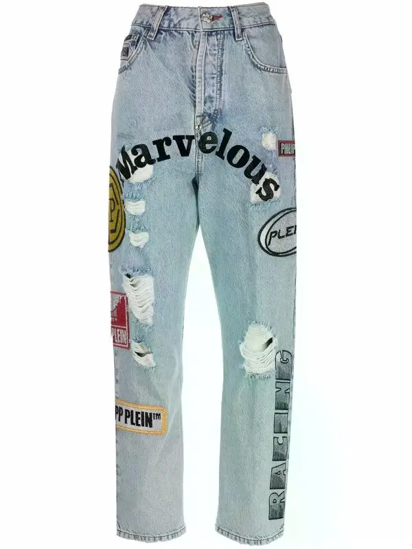 Philipp Plein Patchwork Boyfriend Jeans
