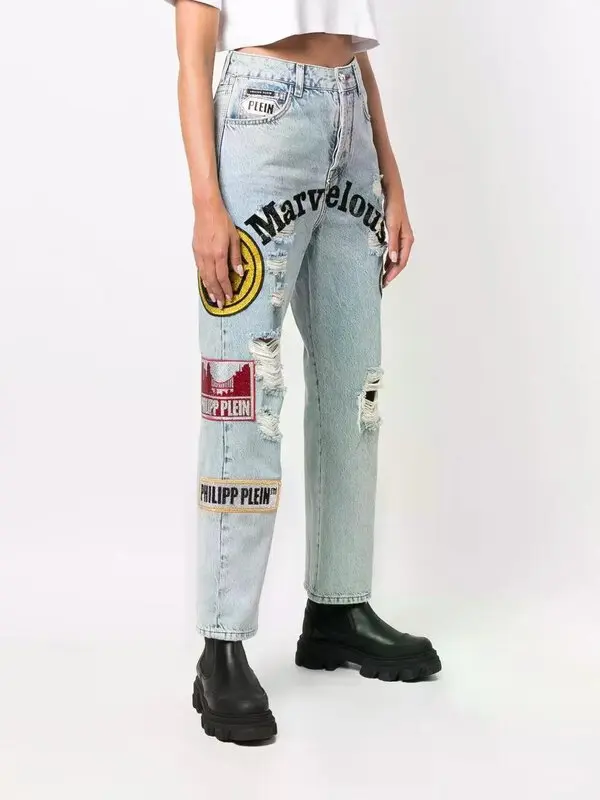 Philipp Plein Patchwork Boyfriend Jeans