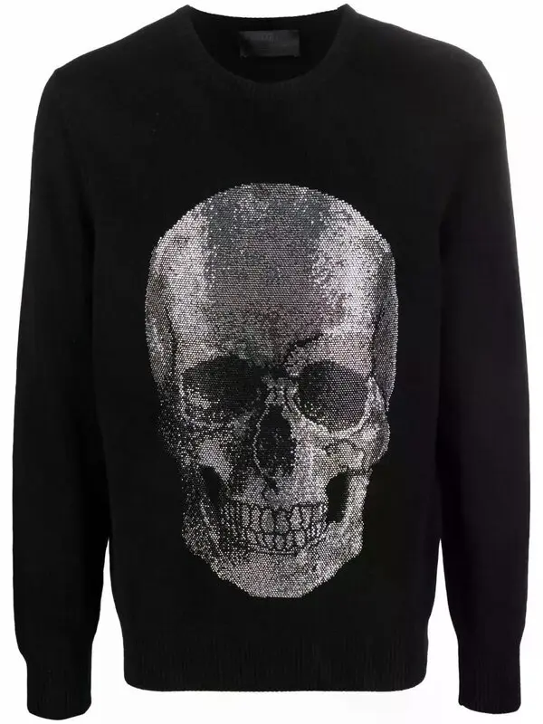 Philipp Plein Iconic Skull Cashmere Sweater - Black