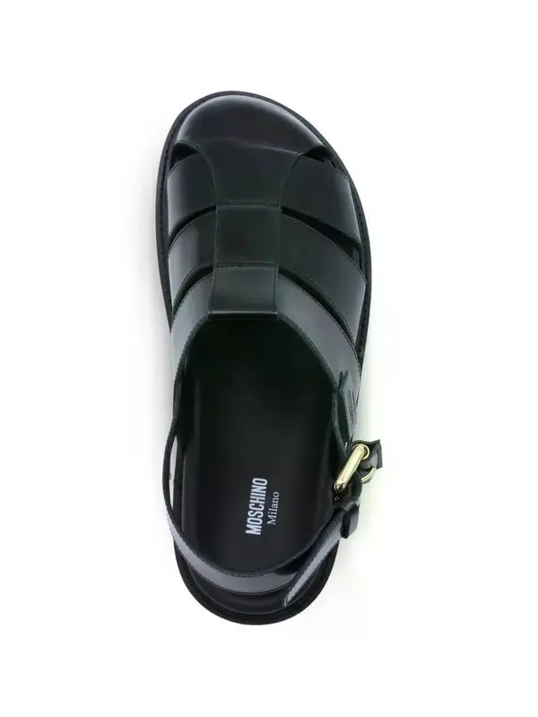Moschino Strappy Buckle Leather Sandals