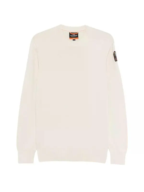 PARAJUMPERS Crewneck Sweater With Sleeve Patch - Neutrals