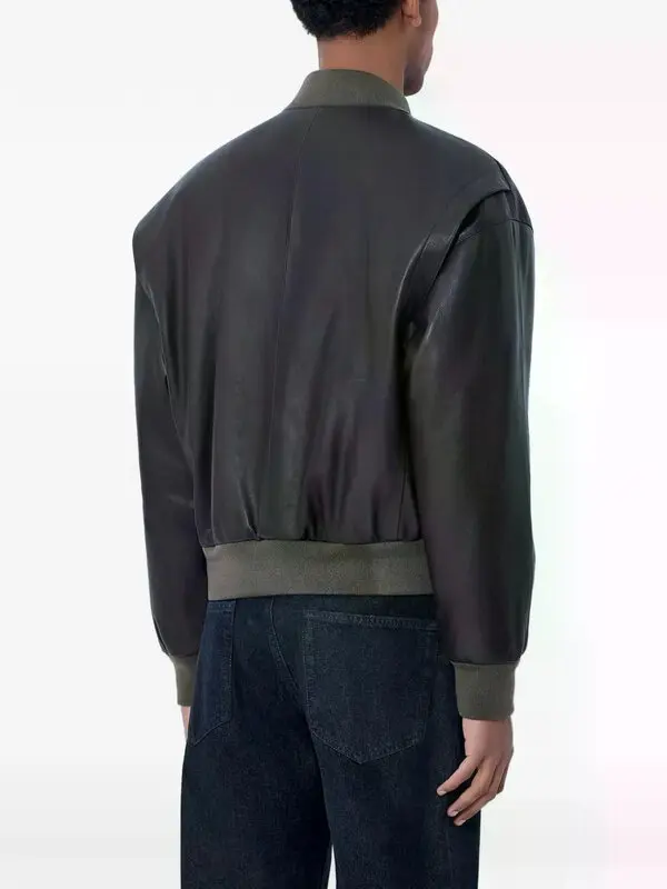 THE ROW Ribbed Collar Leather Jacket