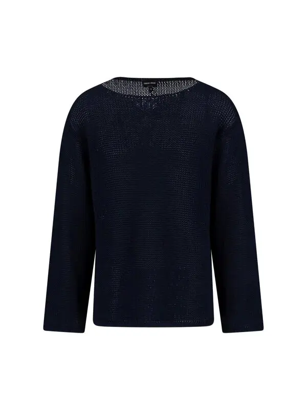Giorgio Armani Linen Blend Sweater - Blue