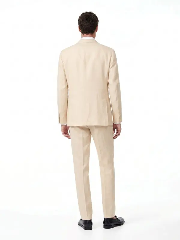 LARDINI Double-breasted Linen Suit - Cream