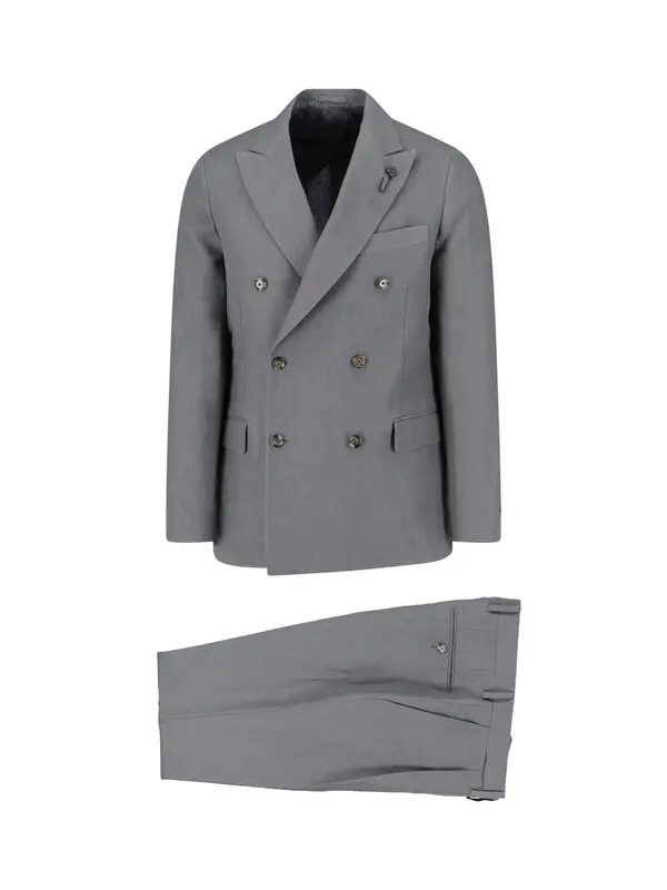 LARDINI Double-breasted Linen Suit