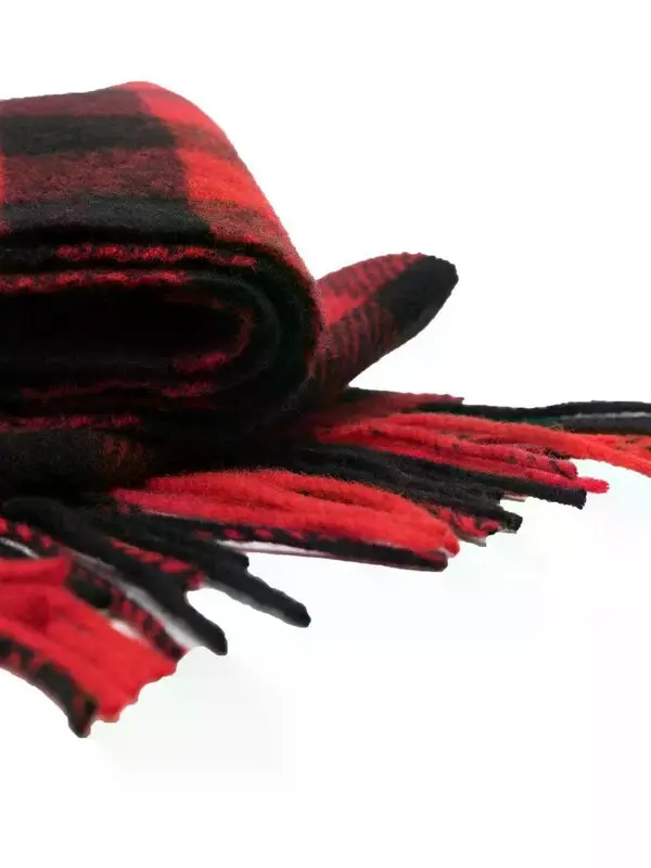 Woolrich Check-pattern Fringed-edge Scarf - Red