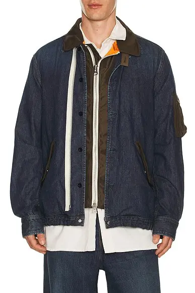 Sacai Denim X Nylon Twill Blouson - Blue