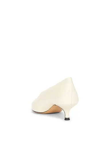 Le Monde Beryl Babouche Leather Kitten Heel - Ecru