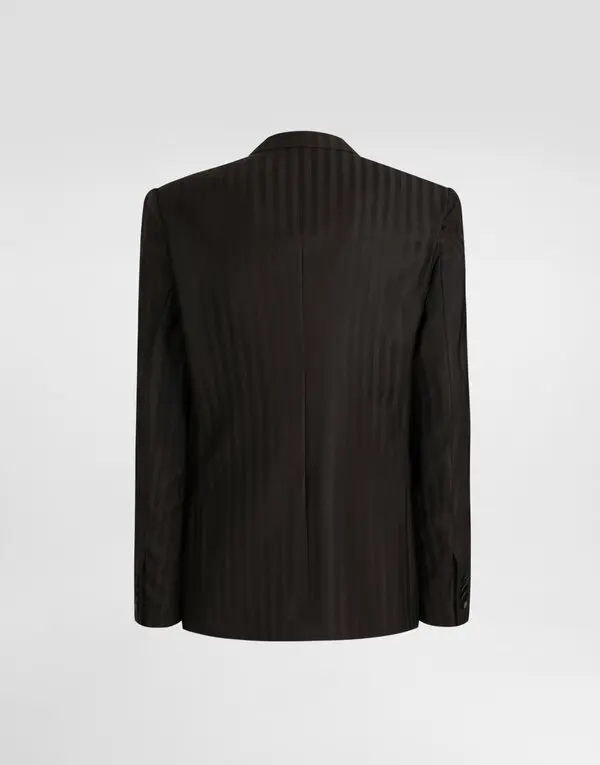 Dolce & Gabbana Pekin Wool Jacquard Single-breasted Sicilia Light Jacket - Black