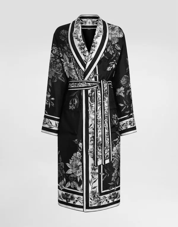 Dolce & Gabbana Flower Bouquet-print Jacquard Twill Robe - Multicolor