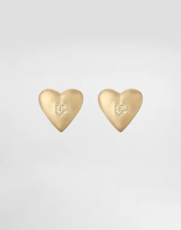 Dolce & Gabbana Heart Clip-on Earrings With Logo - Gold