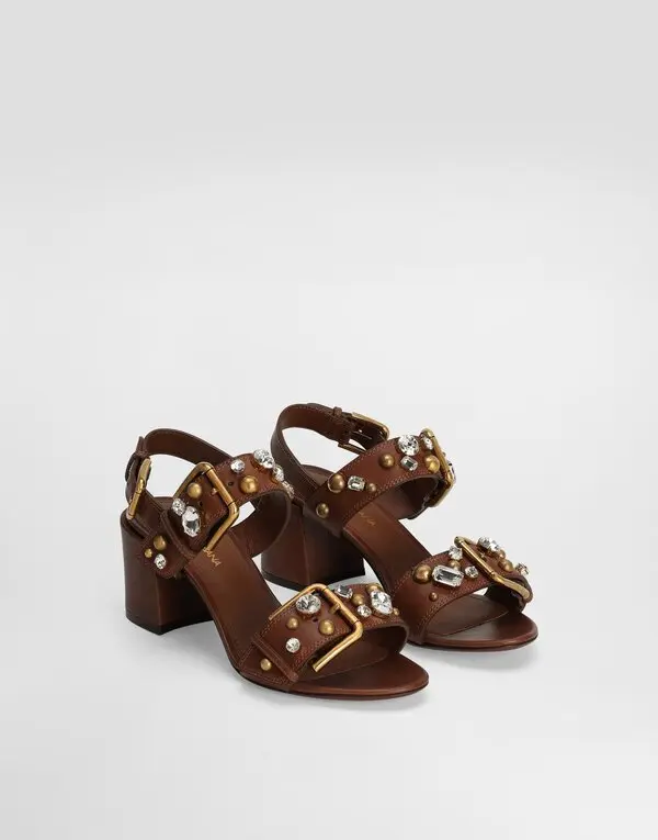 Dolce & Gabbana Keira Cowhide Sandals With Embellishments - Multicolor