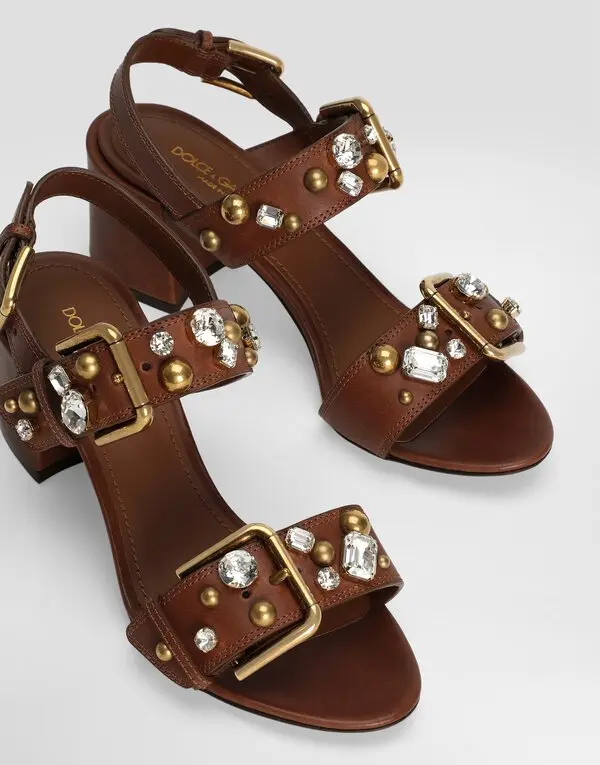 Dolce & Gabbana Keira Cowhide Sandals With Embellishments - Multicolor