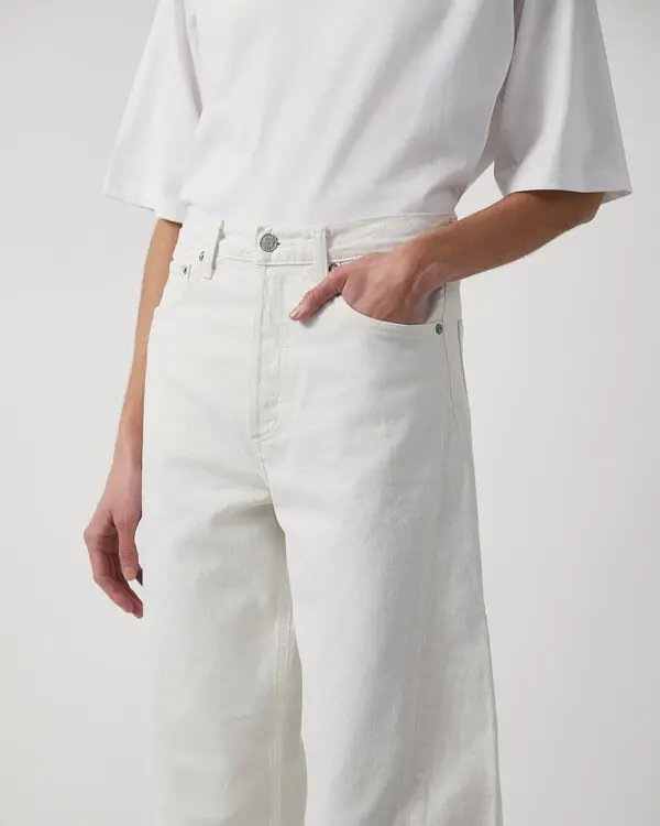 AGOLDE Luna Pieced High-rise Curve Tapered Jeans - Chalk