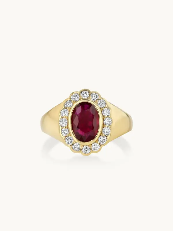 REAL FINE STUDIO Heirloom Ruby And Diamond Signet Ring - One-color