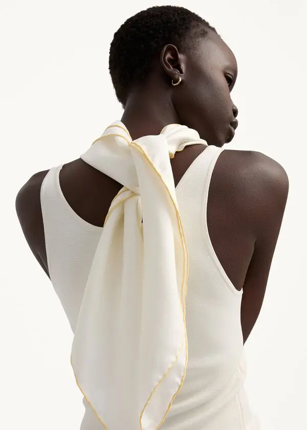 GWYN Brigid Silk Scarf | | Size - Ivory Butter Border