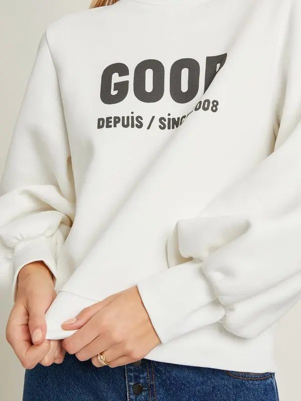 GWYN The Graphic Puff-sleeve Sweatshirt - Ivory