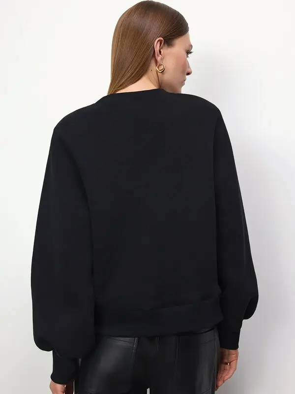 GWYN The Graphic Puff-sleeve Sweatshirt - Ivory