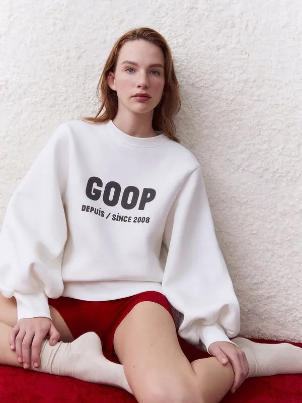 GWYN The Graphic Puff-sleeve Sweatshirt - Ivory
