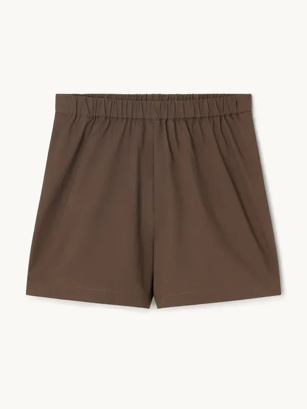 GWYN Relaxed Fit Cotton Poplin Shorts - Ash Brown